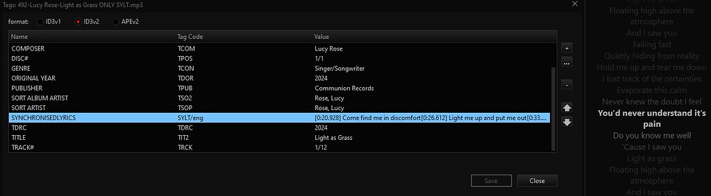 SYLT frame not detected/parsed - Support - Symfonium support