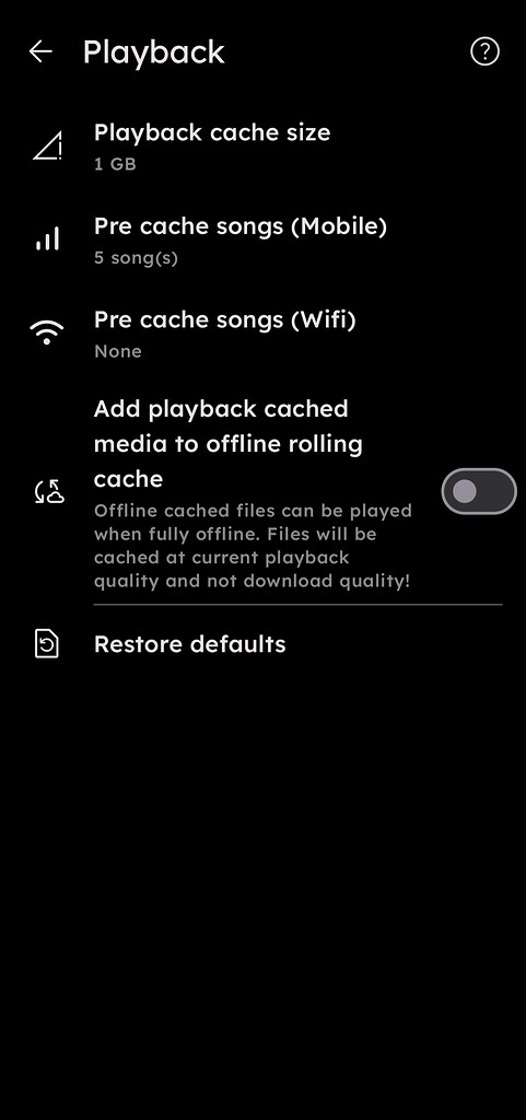 Pre cache issue on Wi-Fi in playback cache setting - Support - Symfonium support