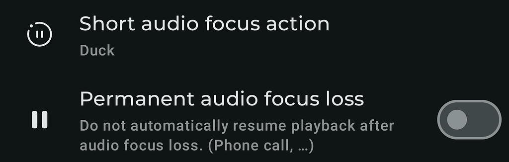 Settings - Playback - Audio focus - Wiki - Symfonium support