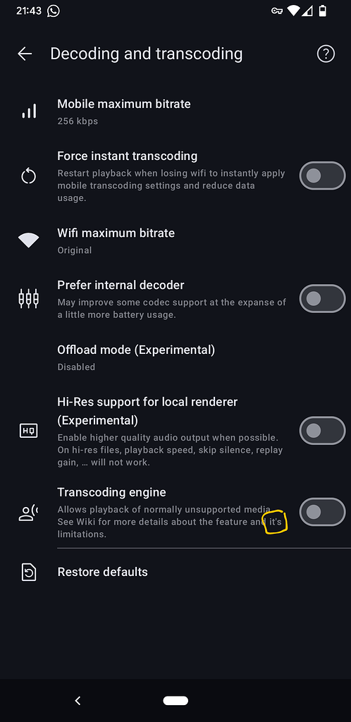 Typo In Decoding And Transcoding Transcoding Engine Description Support Symfonium Support
