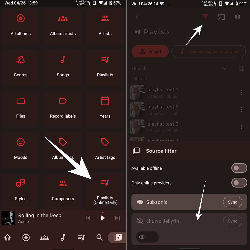 Add a section "Online Only Playlist" which like Plexamp & Finamp's ...